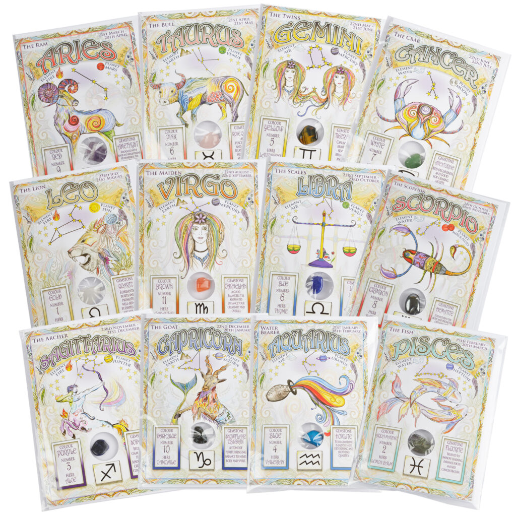 Zodiac Card Wooden Display Unit - British Fossils